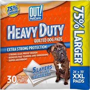 out! heavy duty xxl dog pads - absorbent pet training and puppy pads - 26 x 30 in - 30 count