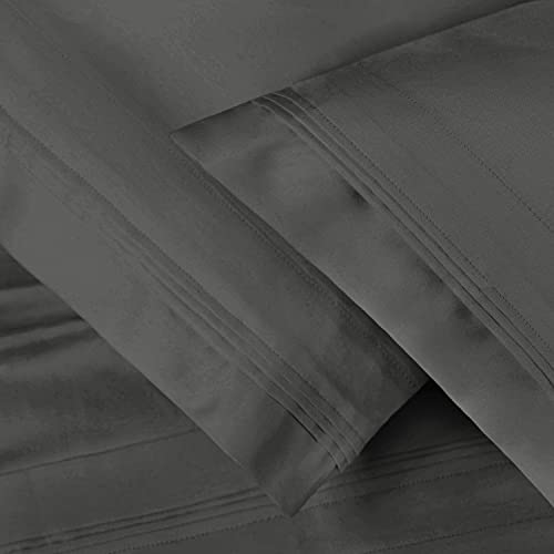 SUPERIOR 1000 Thread Count Egyptian Cotton Pillowcase Set, Pillow Covers for All Pillows and Sleepers, Soft Pillowcases for Bed Fashion, Basics, Large Cases, 2-Piece Set- Standard, Grey