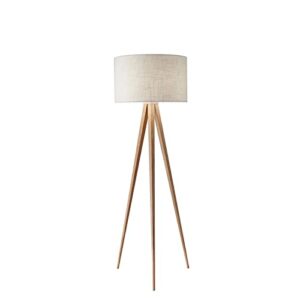 adesso 6424-12 director floor lamp, 60.25 in., 150 w incandescent/equiv. cfl, natural oak veneer, 1 floor lamp