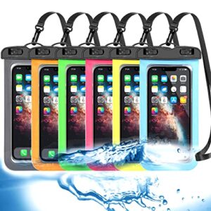 6 pack universal waterproof phone pouch, large phone waterproof case dry bag ipx8 outdoor sports for apple iphone 14 13 12 11 pro max xs max xr x 8 7 6 plus se, samsung s21 s20 s10,note,up to 7"