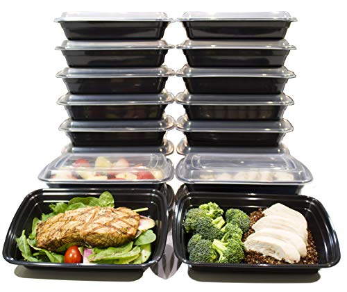 [20 Pack] 24 Oz. Meal Prep Containers BPA Free Plastic Reusable Food Storage Container Microwave & Dishwasher Safe w/Airtight Lid For Portion Control & Bento Box Lunch Box