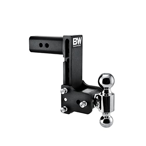 B&W Trailer Hitches Tow & Stow Adjustable Trailer Hitch Ball Mount - Fits 2.5" Receiver, Dual Ball (2" x 2-5/16"), 7" Drop, 14,500 GTW - TS20040B