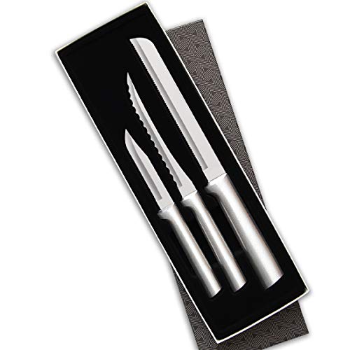 Rada Cutlery Sensational Serrations 3-Piece Kitchen Knife Set Stainless Steel Blade and Aluminum, Silver Handle