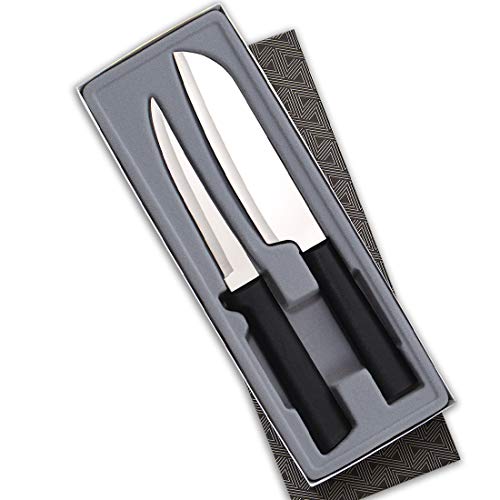 Rada Cutlery Two Piece Knife Stainless Steel Cook’s Choice Gift Set Steel Resin, 2, Black Handle