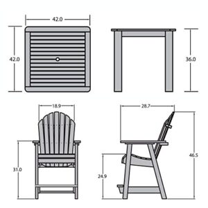 Highwood AD-CNA44-CGE Hamilton 5 Piece Square Counter Height Dining Set, Coastal Teak