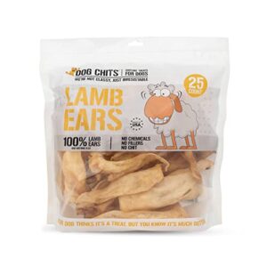 dog chits lamb ears dog and puppy treats - all natural grain and chemical free training chews - high protein and low fat - supports dental health - made in the usa - 25 pack