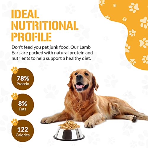 Dog Chits Lamb Ears Dog and Puppy Treats - All Natural Grain and Chemical Free Training Chews - High Protein and Low Fat - Supports Dental Health - Made in The USA - 25 Pack