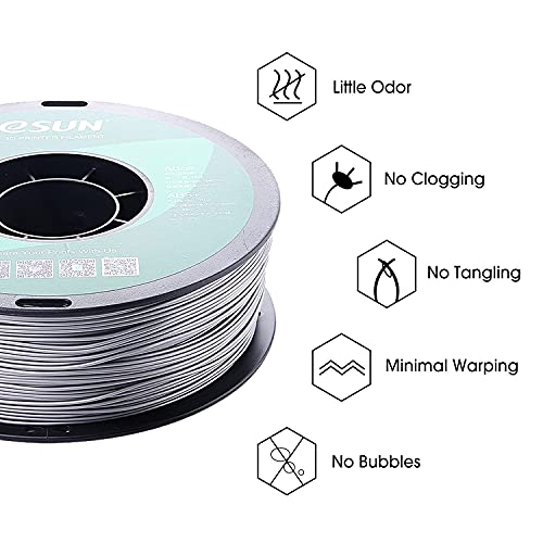 eSUN 1.75mm Gray ABS+ 3D Printer Filament 1kg Spool (2.2lbs), Gray