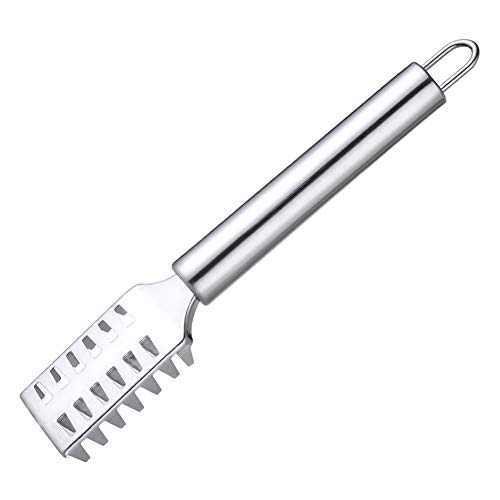 Comfecto Fish Scaler Remover, Stainless Steel Sawtooth Fish Skinner Descaler Tool Cleaner, Ergonomic Handle Scale Scraper Peeler, Easily Brush Scales Cleaning for Chef and Home Cooks