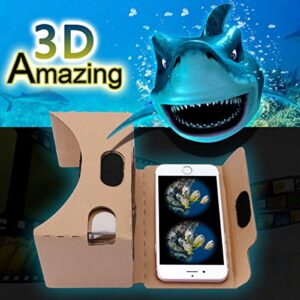 Google Cardboard,Topmaxions 3D VR Virtual Reality DIY VR Headset for 3D Movies and Games Compatible with Android & Apple Up to 6 Inch Easy Setup Machine