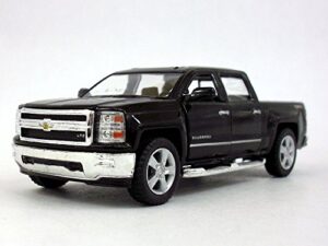 kinsmart chevy silverado (2014) ltz crew cab 4x4 1/46 scale diecast metal model - black