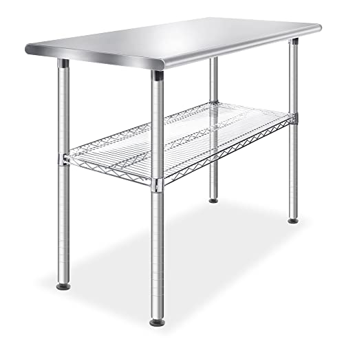 GRIDMANN Stainless Steel Commercial Work Table with Wire Shelf, NSF-Certified, 49 x 24 Inch