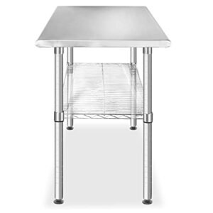 GRIDMANN Stainless Steel Commercial Work Table with Wire Shelf, NSF-Certified, 49 x 24 Inch