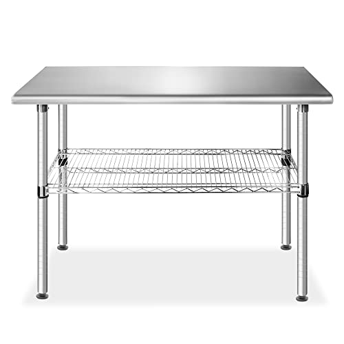 GRIDMANN Stainless Steel Commercial Work Table with Wire Shelf, NSF-Certified, 49 x 24 Inch