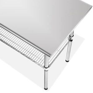 GRIDMANN Stainless Steel Commercial Work Table with Wire Shelf, NSF-Certified, 49 x 24 Inch