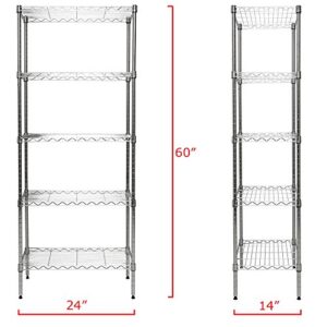 Apollo Hardware Chrome 5-Shelf Wire Shelving 24"x14"x60" (Chrome)