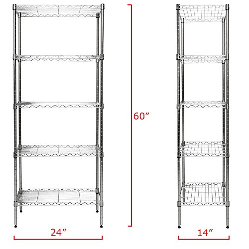 Apollo Hardware Chrome 5-Shelf Wire Shelving 24"x14"x60" (Chrome)