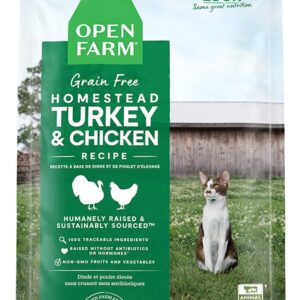 Open Farm Homestead Turkey & Chicken Grain-Free Dry Cat Food, Wild-Caught Fish Recipe with Non-GMO Superfoods and No Artificial Flavors or Preservatives, 4 lbs