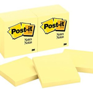 Post-it Notes, 3x3 in, 12 Pads, America’s #1 Favorite Sticky Notes, Canary Yellow (654)