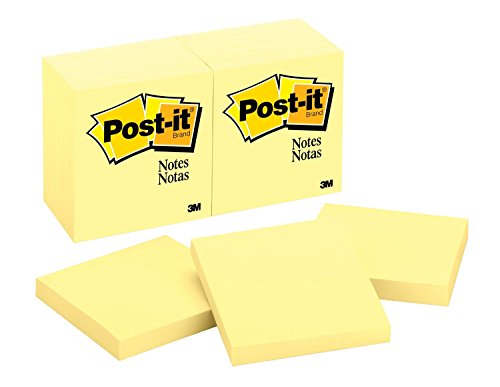 Post-it Notes, 3x3 in, 12 Pads, America’s #1 Favorite Sticky Notes, Canary Yellow (654)