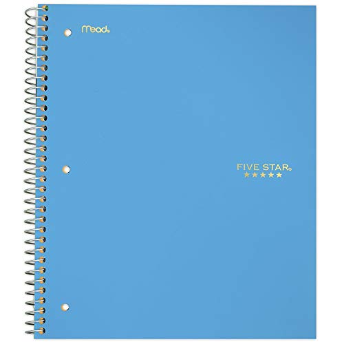 Five Star Spiral Notebook, 1 Subject, College Ruled Paper, 100 Sheets, 11" x 8-1/2", Teal (72051)