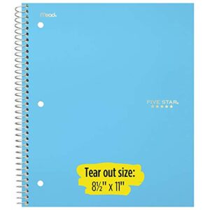 Five Star Spiral Notebook, 1 Subject, College Ruled Paper, 100 Sheets, 11" x 8-1/2", Teal (72051)