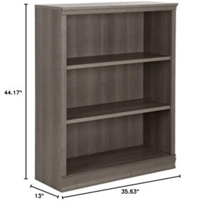 South Shore Morgan Small 3-Shelf Bookcase - Adjustable Shelves, Grey Maple