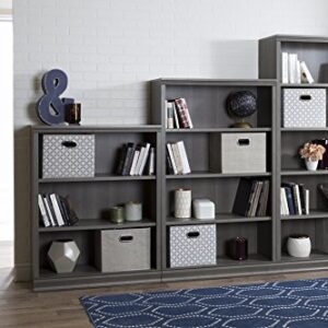 South Shore Morgan Small 3-Shelf Bookcase - Adjustable Shelves, Grey Maple