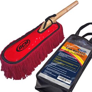 ocm brand premium extra large car duster with durable solid wood handle includes storage cover - professional detailers top choice