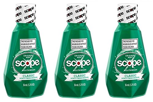 Scope Mouthwash Classic Original Mint 1.2 Oz Travel Size Pack of 3)