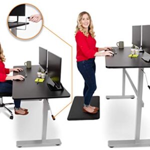 Stand Steady Tranzendesk 55 Inch Standing Desk | Easy Crank Height Adjustable Sit to Stand Workstation | Modern Ergonomic Desk Supports 3 Monitors | Great for Home & Office! (Black Top/Silver Frame)