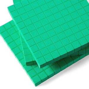 hand2mind Green Foam Base Ten Blocks Flats Set, Place Value Blocks, Counting Cubes for Kids Math, Base Ten Blocks Classroom Set, Math Blocks Kindergarten, Base 10 Math Manipulatives (Set of 10)