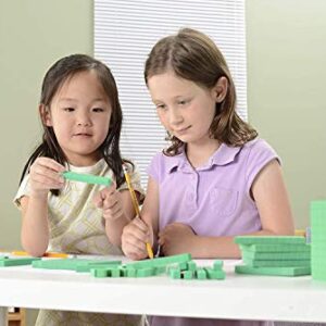 hand2mind Green Foam Base Ten Blocks Flats Set, Place Value Blocks, Counting Cubes for Kids Math, Base Ten Blocks Classroom Set, Math Blocks Kindergarten, Base 10 Math Manipulatives (Set of 10)