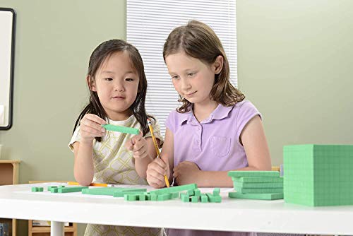 hand2mind Green Foam Base Ten Blocks Flats Set, Place Value Blocks, Counting Cubes for Kids Math, Base Ten Blocks Classroom Set, Math Blocks Kindergarten, Base 10 Math Manipulatives (Set of 10)