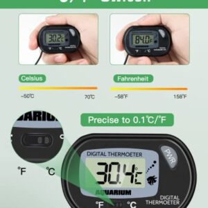 Zacro Petbank 2 Pack Digital Aquarium Thermometer, Fish Tank Thermometer, Water Thermometer with Large LCD Display, Reptile Thermometer for Fish Tank Water Terrarium