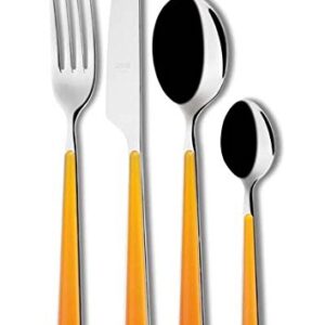 Mepra Primavera Cutlery Set – [24 Piece Set], Orange, Mirror Finish, Dishwasher Safe Cutlery for Fine Dining