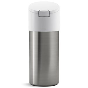 kohler disinfecting dispenser (wipes not included), canister with easy one touch lid, 4 x 4 x 10.75, stainless steel with white