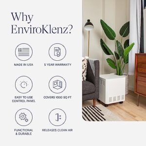 EnviroKlenz Home Air Purifier 1000 Sq Ft Standard, With HEPA filter (White) | Maximum Coverage, Minimum Noise | Eliminate Particles, Odors, Dust, Pet Dander, Allergies, Smoke, and More