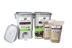 premium bokashi composting starter kit (includes 2 bokashi bins, 4.4 lbs of bokashi bran and full instructions