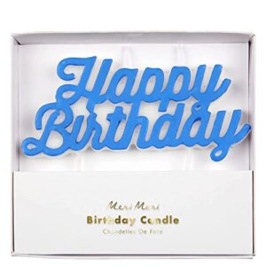 meri meri blue happy birthday candle (pack of 1)