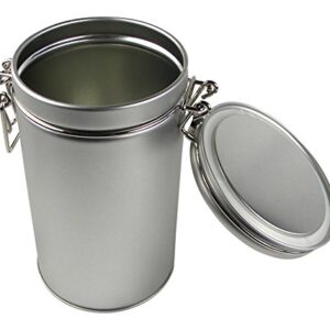 Thistle Moon 2 PC Metal Tea Coffee and Spice Tin Set – 12 Ounce Airtight Round Cannisters with Latch Lids – 6.5” x 3.6” Containers for Tea, Herbs, or Seasoning Storage