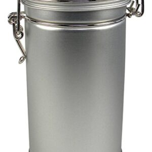 Thistle Moon 2 PC Metal Tea Coffee and Spice Tin Set – 12 Ounce Airtight Round Cannisters with Latch Lids – 6.5” x 3.6” Containers for Tea, Herbs, or Seasoning Storage