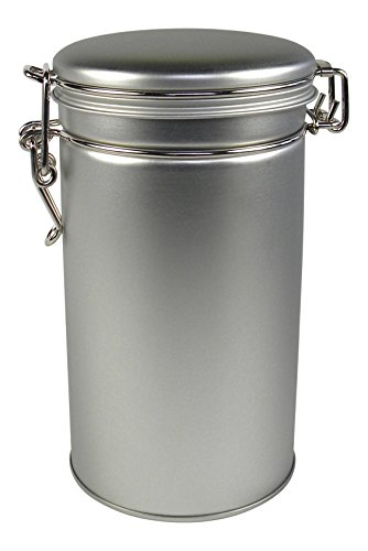 Thistle Moon 2 PC Metal Tea Coffee and Spice Tin Set – 12 Ounce Airtight Round Cannisters with Latch Lids – 6.5” x 3.6” Containers for Tea, Herbs, or Seasoning Storage