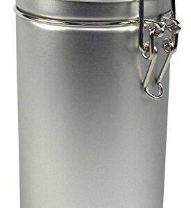 Thistle Moon 2 PC Metal Tea Coffee and Spice Tin Set – 12 Ounce Airtight Round Cannisters with Latch Lids – 6.5” x 3.6” Containers for Tea, Herbs, or Seasoning Storage