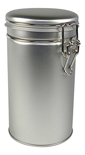 Thistle Moon 2 PC Metal Tea Coffee and Spice Tin Set – 12 Ounce Airtight Round Cannisters with Latch Lids – 6.5” x 3.6” Containers for Tea, Herbs, or Seasoning Storage