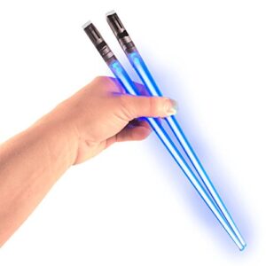 lightsaber chopsticks light up - led glowing light saber star wars chop sticks - reusable sushi lightup sabers chopstick set of 1 blue pair