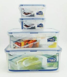 lock & lock plastic food storage airtight container set (2300ml/78oz+1000ml/34oz+(180ml/6oz×2))