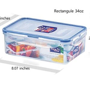 Lock & Lock Plastic Food Storage Airtight Container Set (2300ml/78oz+1000ml/34oz+(180ml/6oz×2))