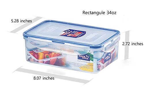 Lock & Lock Plastic Food Storage Airtight Container Set (2300ml/78oz+1000ml/34oz+(180ml/6oz×2))