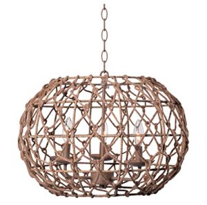 kenroy home 92072tn torus rustic woven pendant light fixture, tan